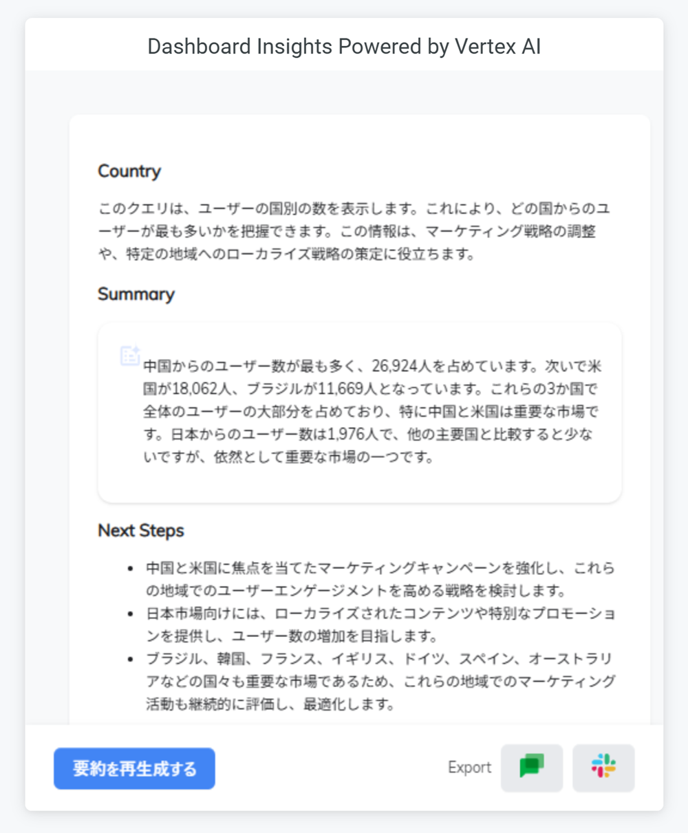 Looker の生成 AI 拡張機能 Dashboard Summarization を試す - Sight-R（サイタル）